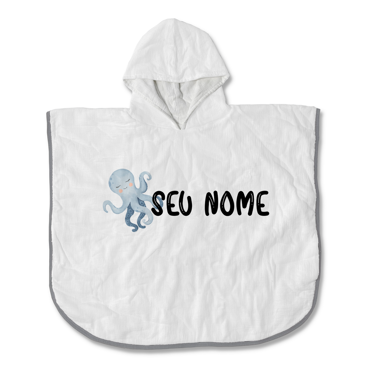 roupão infantil estampa polvo com nome personalizável